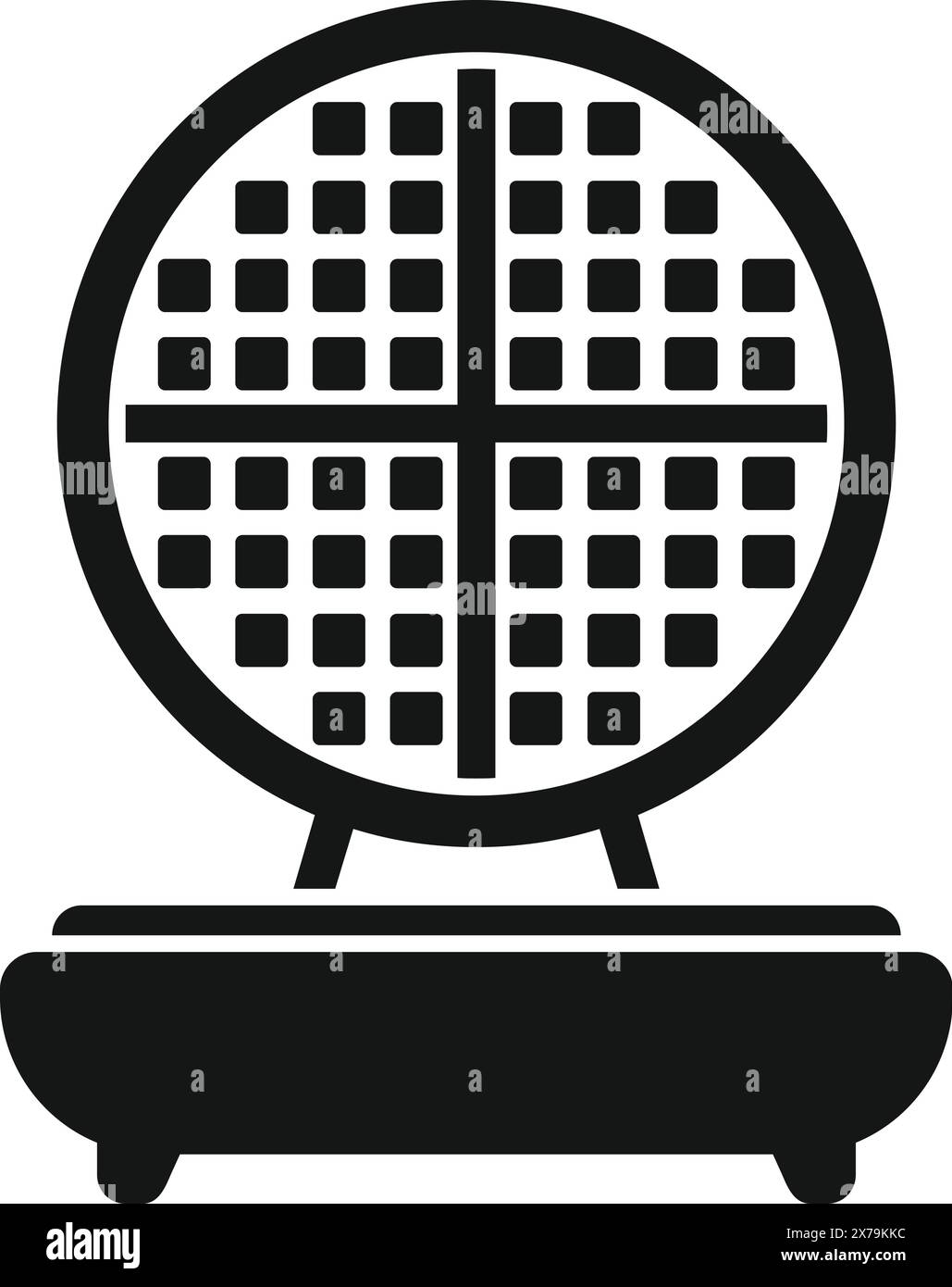 Simple black and white vector graphic of a round waffle maker Stock ...