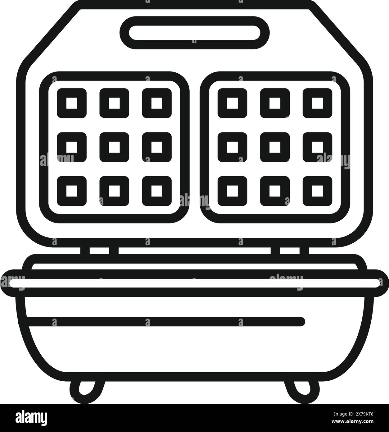 Black and white line drawing of a classic waffle maker, perfect for ...
