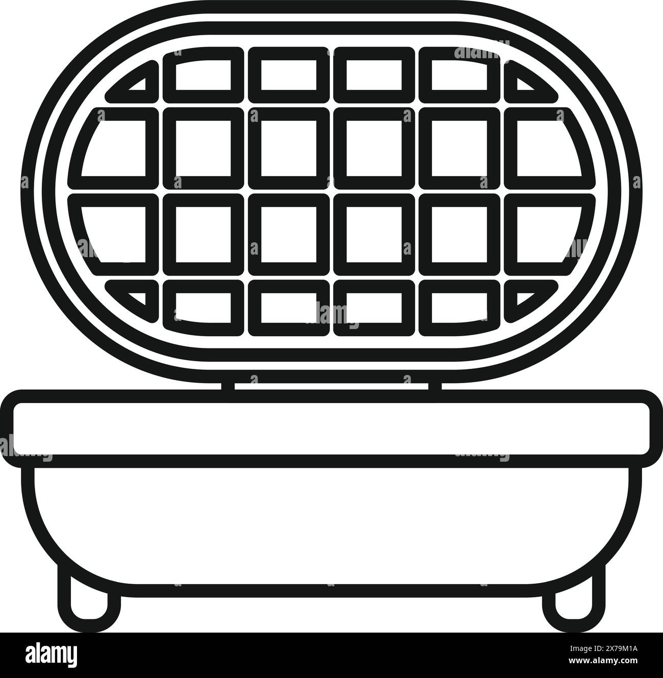 Black and white vector line art of a closed waffle iron, suitable for ...