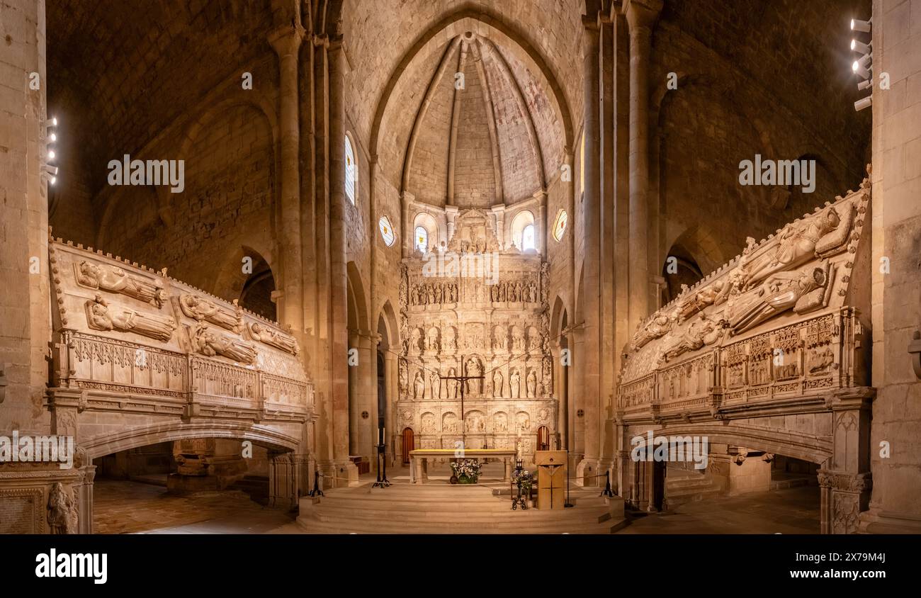 Medieval altar of the Royal Abbey of Santa Maria de Poblet in Catalonia ...