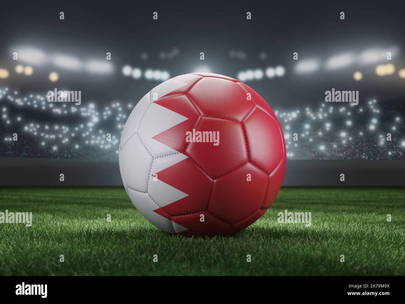 Soccer ball in flag colors on a bright blurred stadium background ...