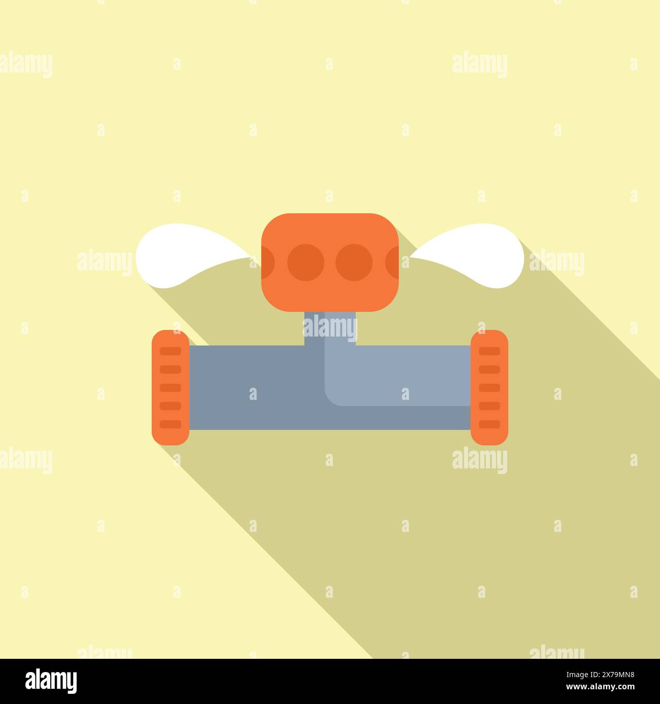 Flat design water valve icon illustration with red pipes and pastel ...