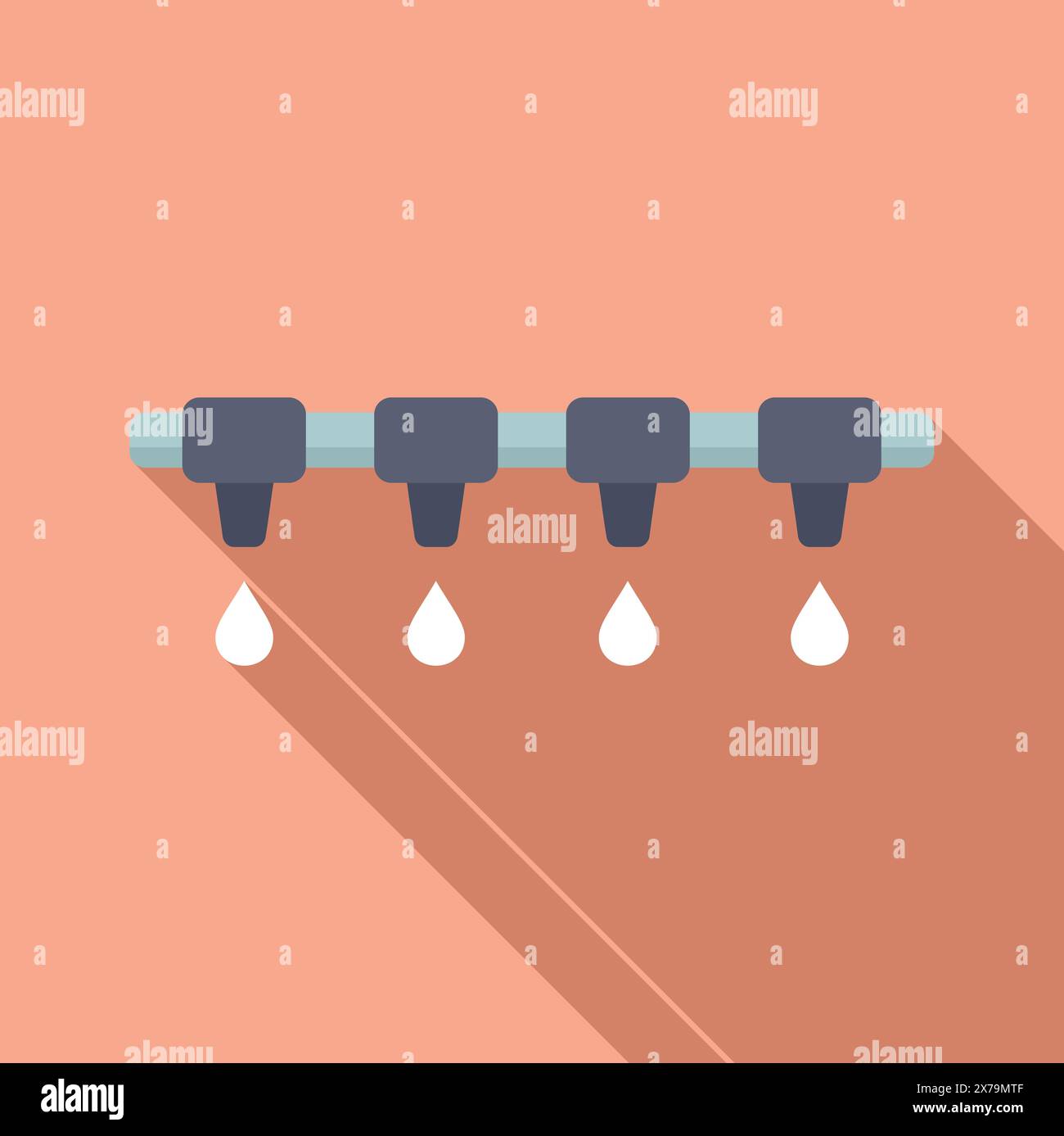 Minimalist graphic of water conservation with drops leaking from a tap ...