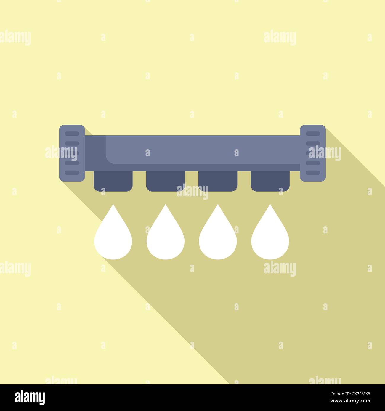 Simplistic vector illustration of a leaky water pipe, casting a long ...