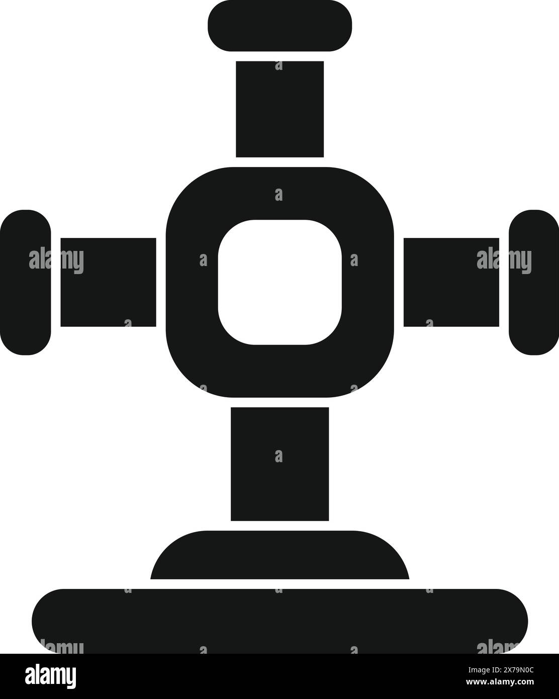 Simple vector icon illustrating a black pipe fitting with four ...