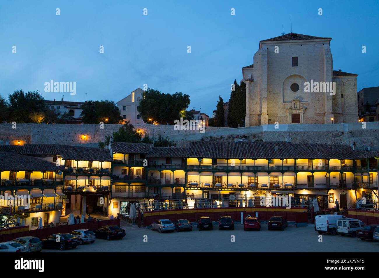 Plaza Mayor with Converted Bullring and Balconies, Church of Asuncion ...