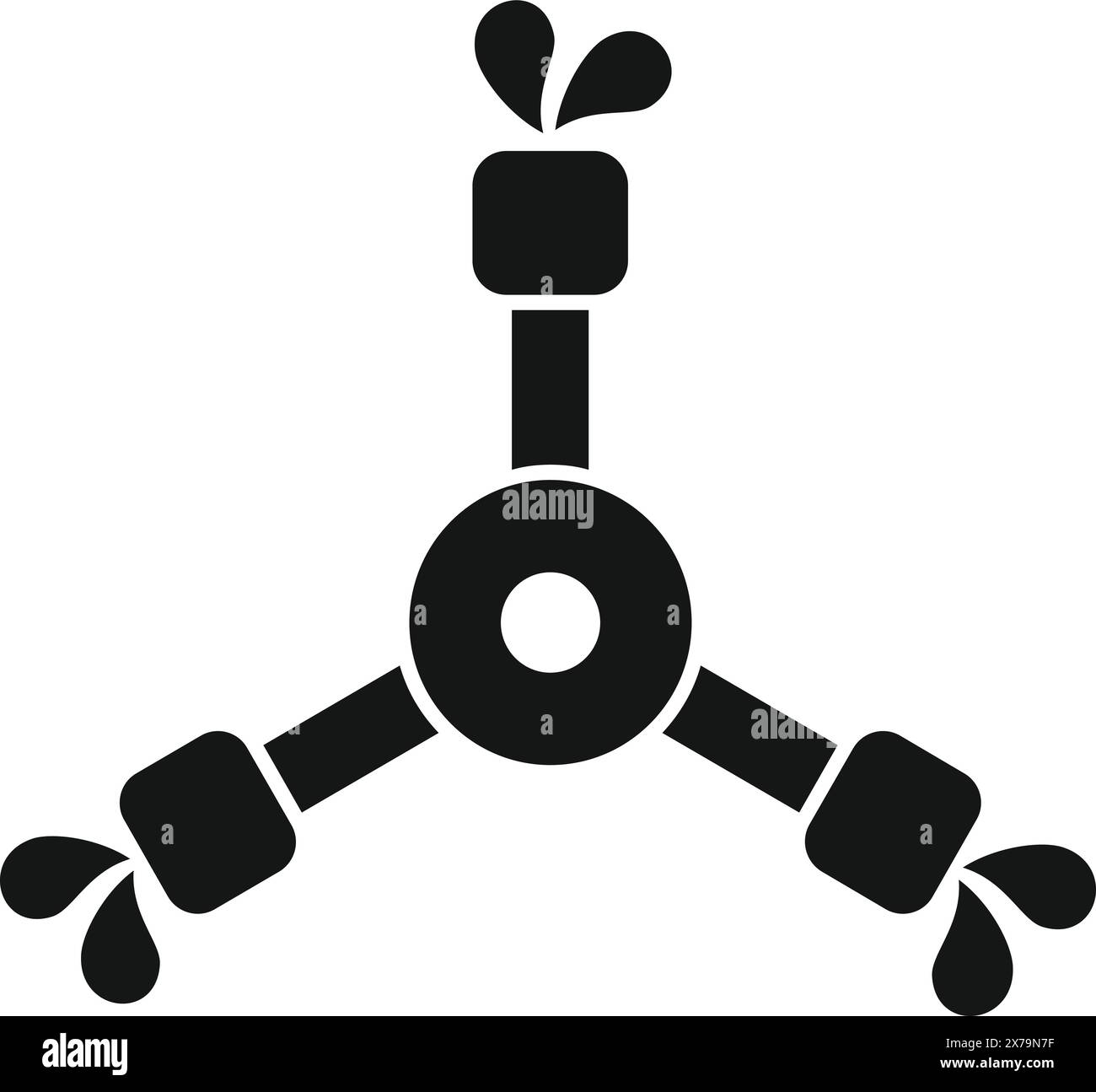 Vector illustration of a minimalist water sprinkler icon in a bold ...