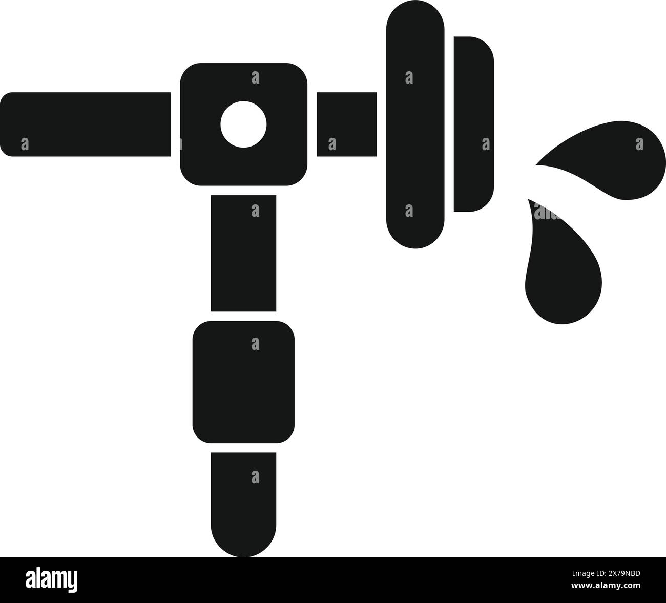 Vector illustration of a black and white leaking faucet icon ...