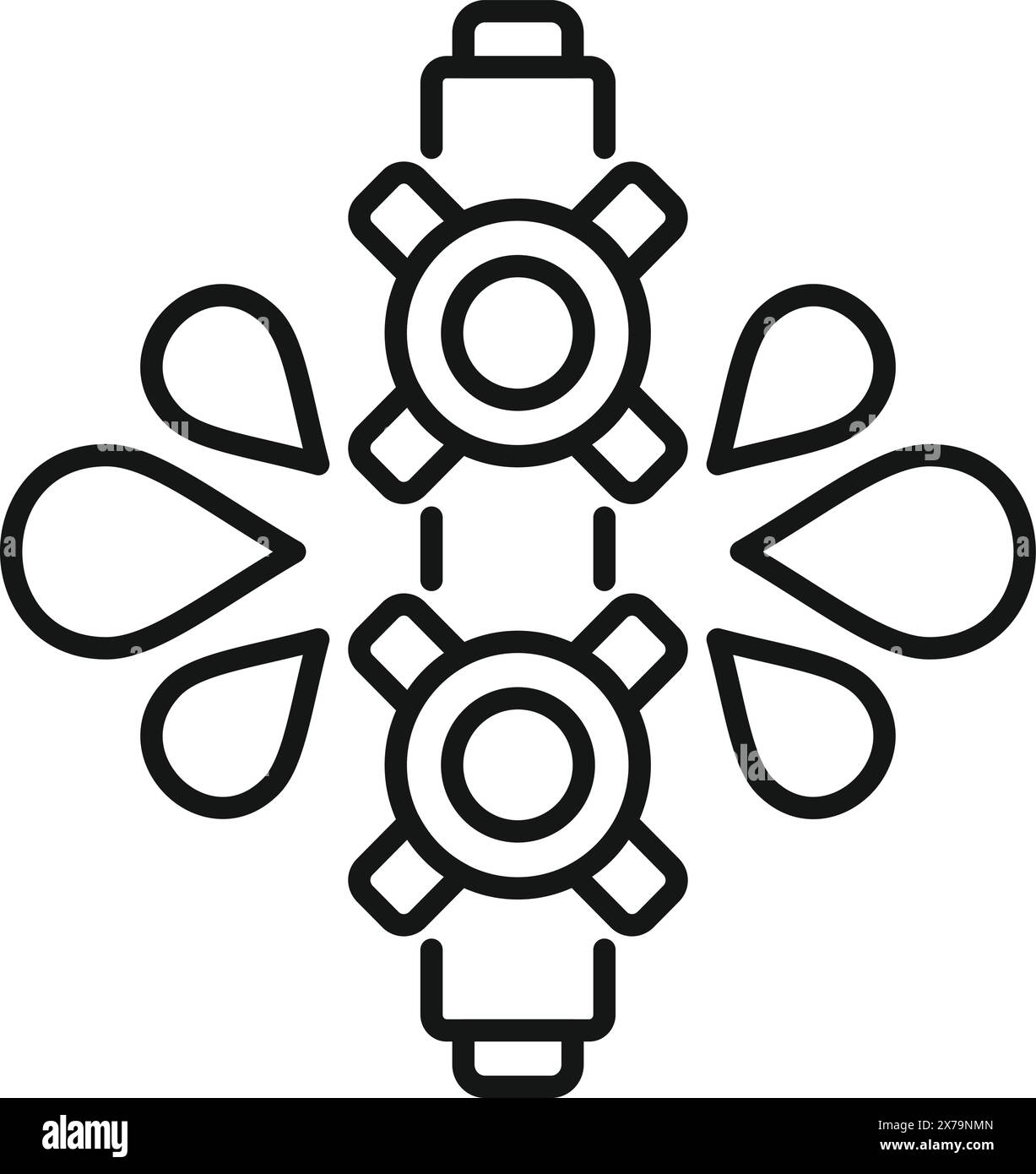 A line art illustration of a gear with petals, resembling a flower ...