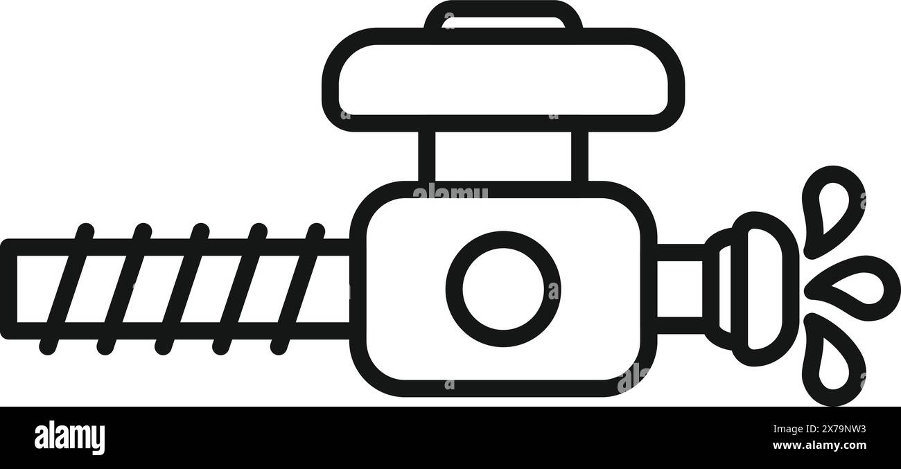 Black and white line art icon of a garden hose water sprinkler, perfect ...