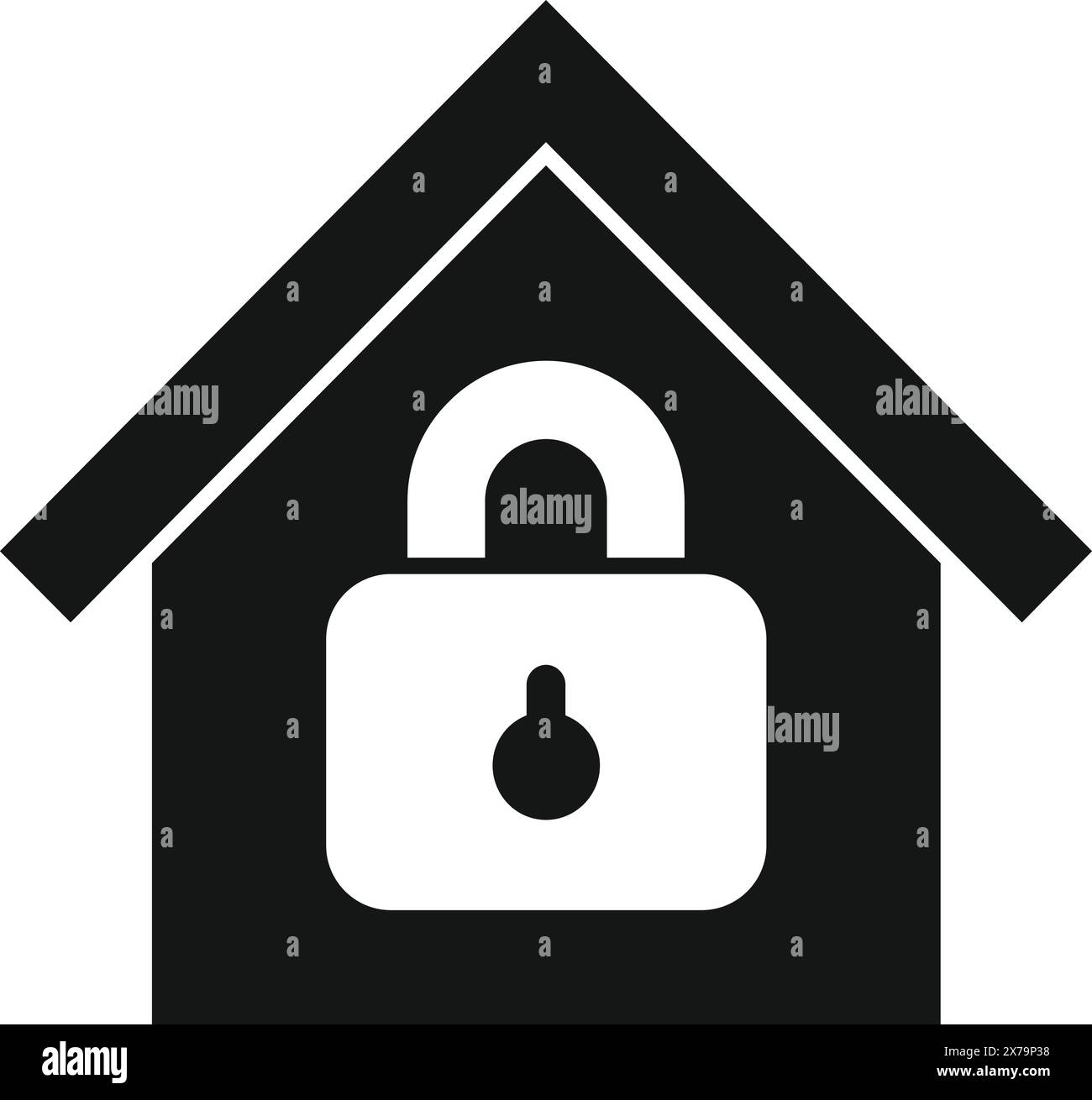 Illustration of a secure home icon with a minimalist design ...