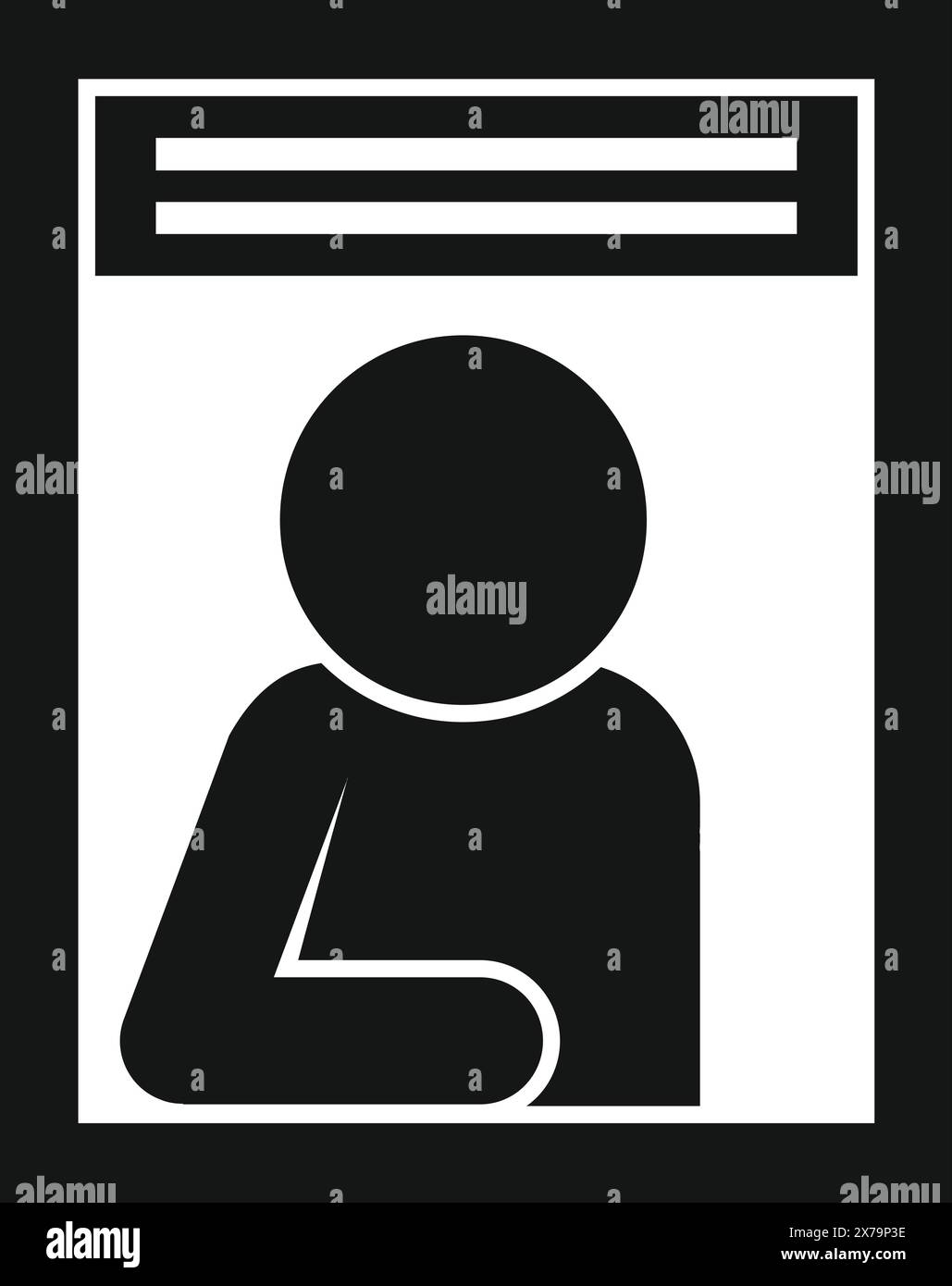 Minimalist black and white vector icon of a detained person ...