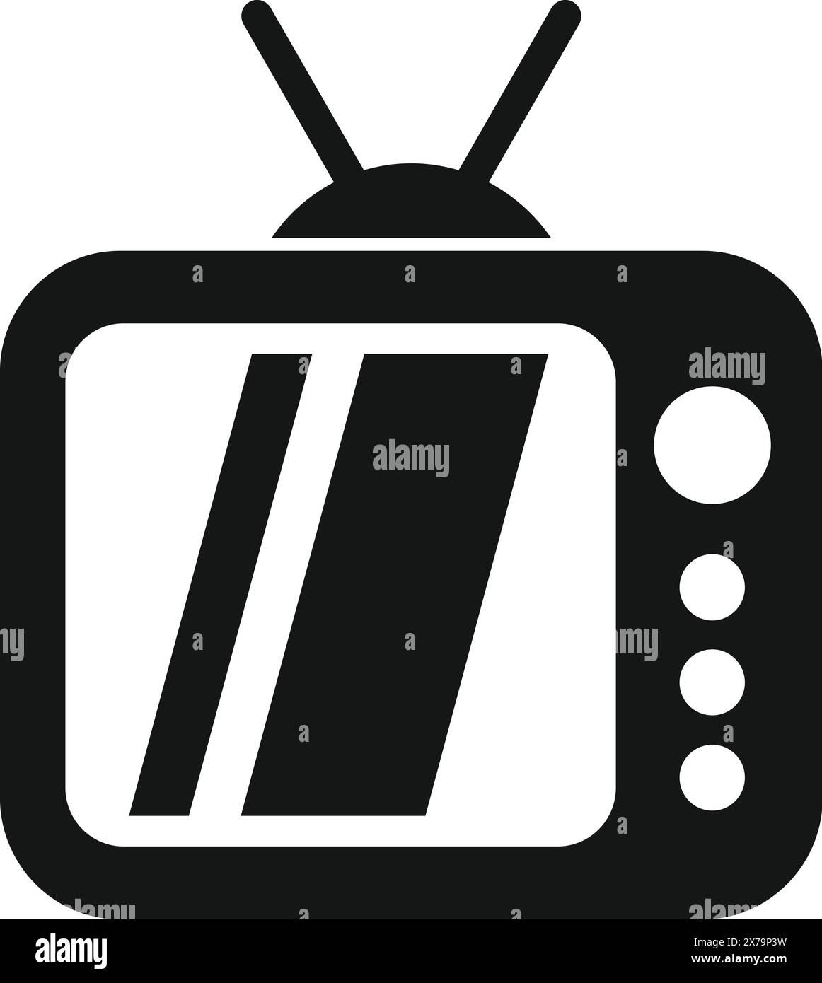Vintage television icon illustration in black and white vector set with ...