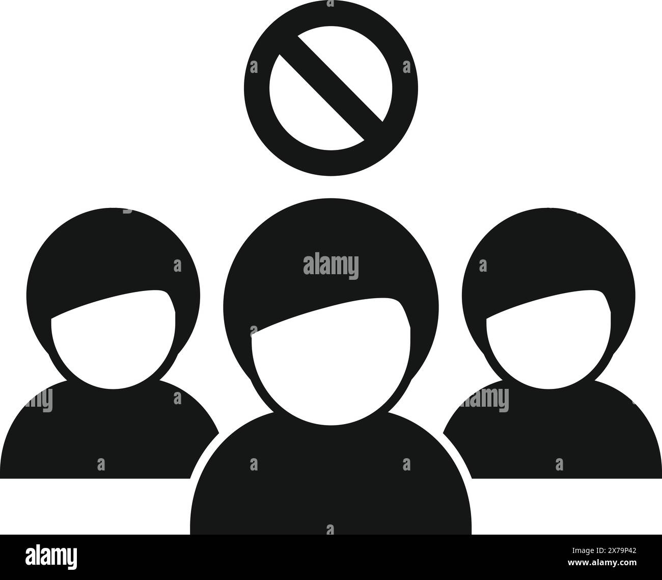 Black and white vector icon of a prohibition sign for group gatherings ...
