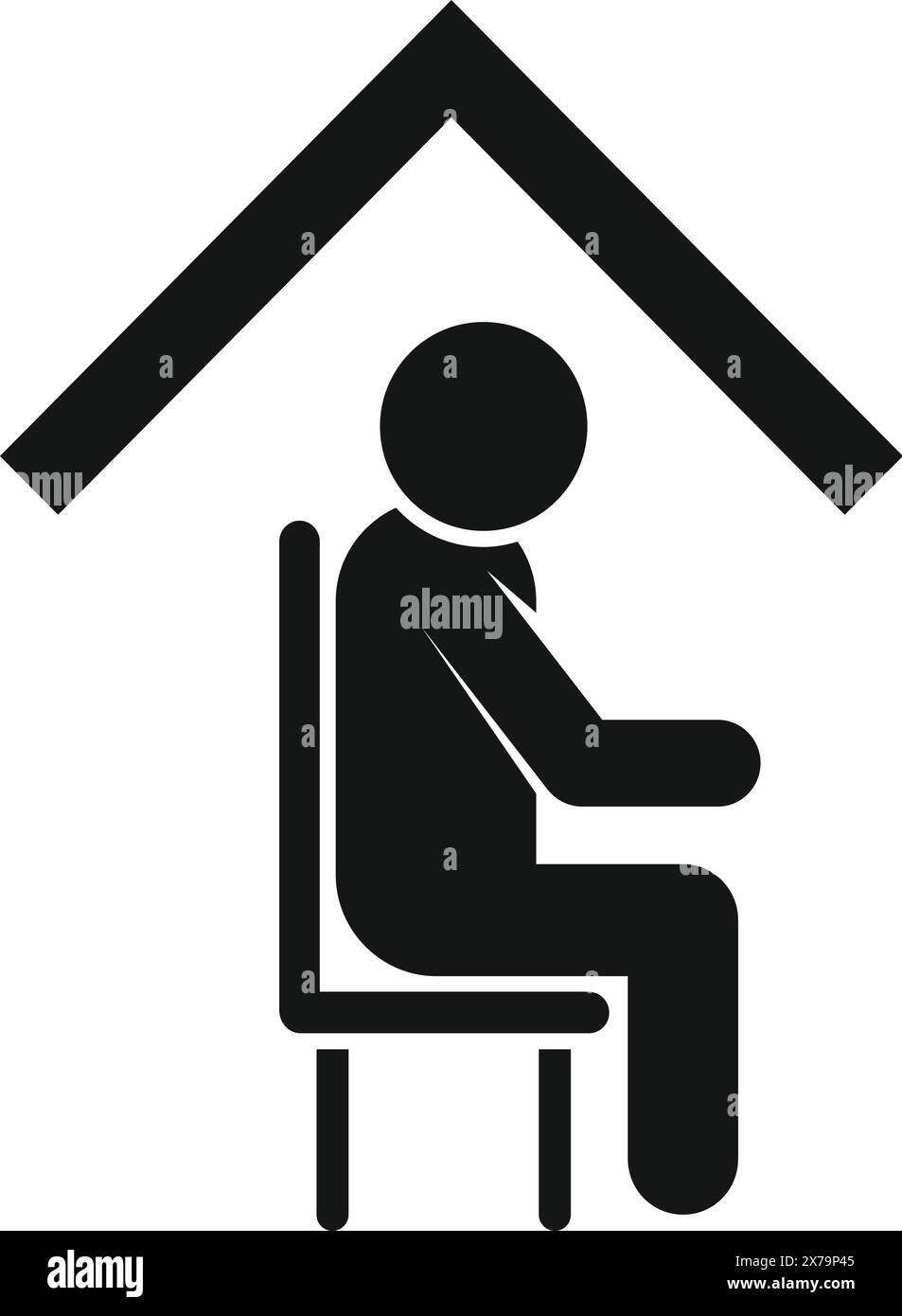 Stay at home icon, a simple vector illustration of a person sitting ...