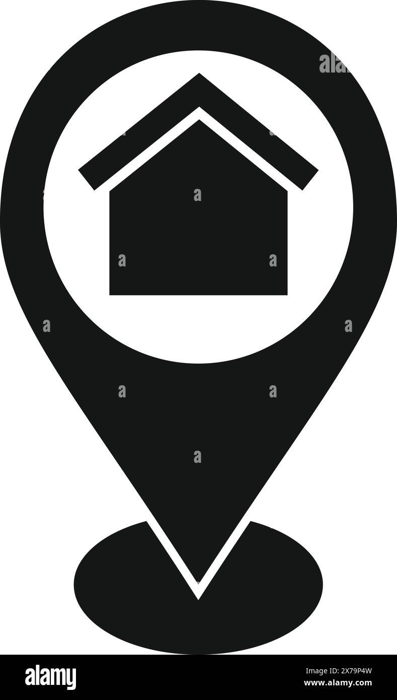 Minimalist flat design home location pin icon for real estate and ...