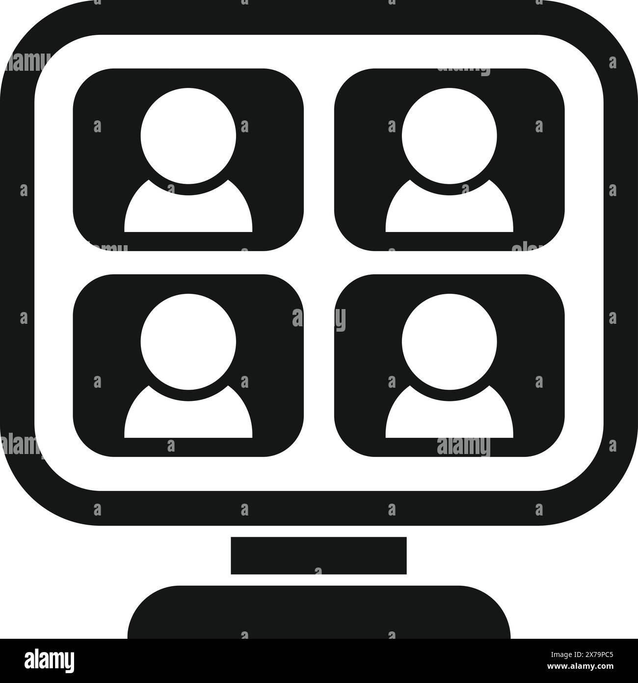 Black and white simple minimalist online video conference icon set for ...