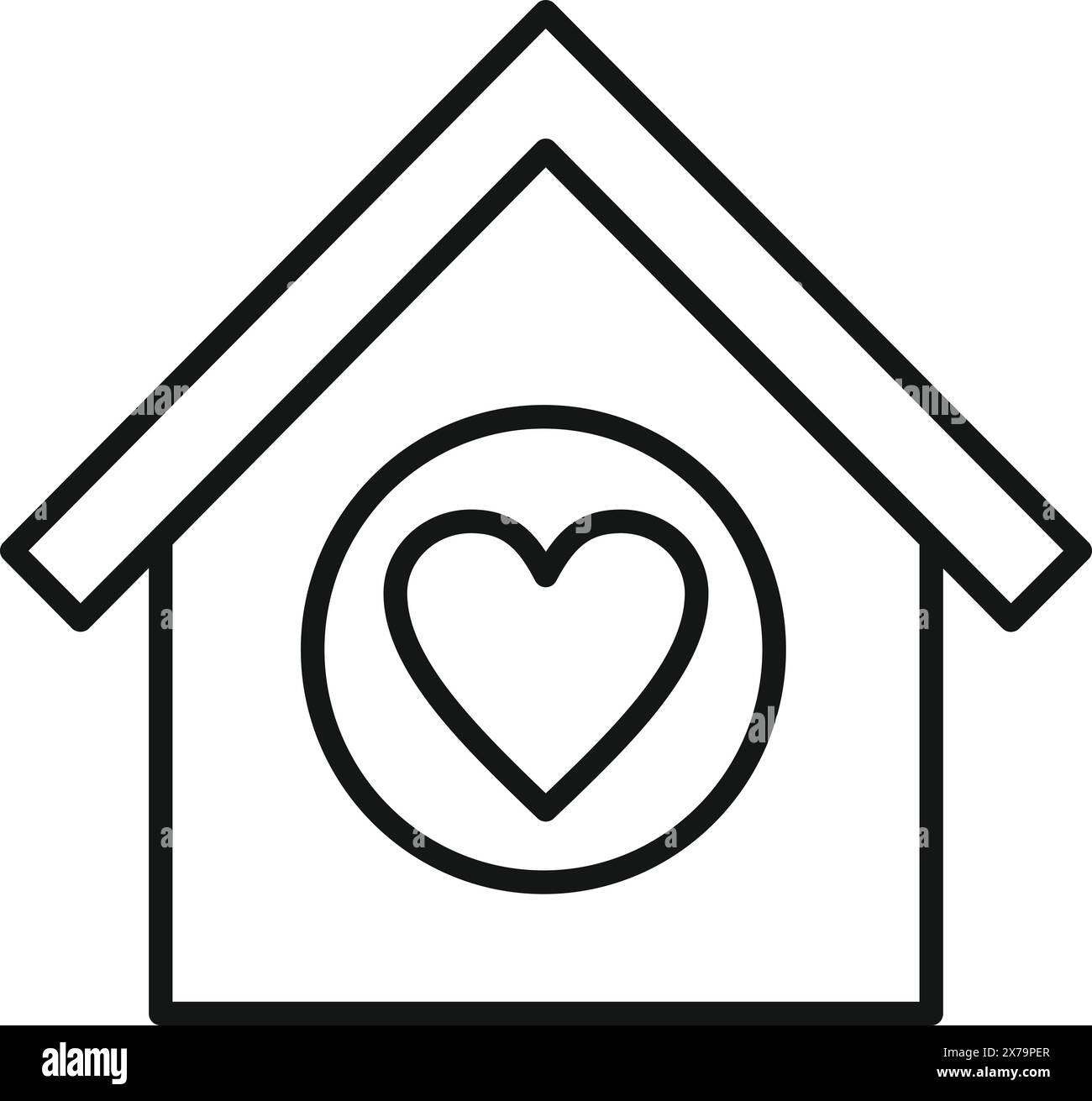Simplistic line drawing of a house with a heart in the center ...