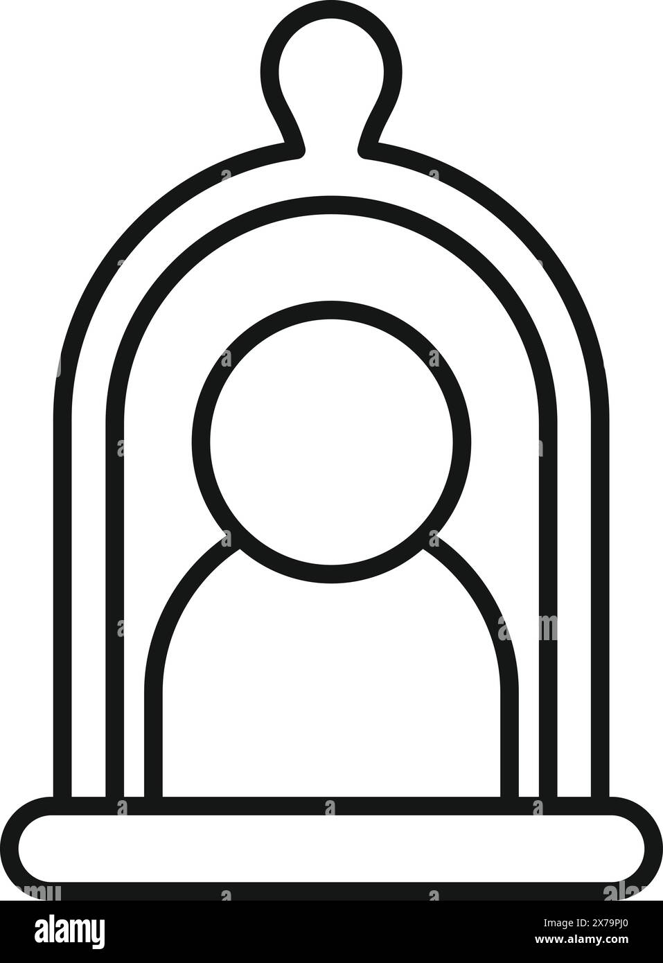 Simple line art design representing a person inside a cage, depicting ...