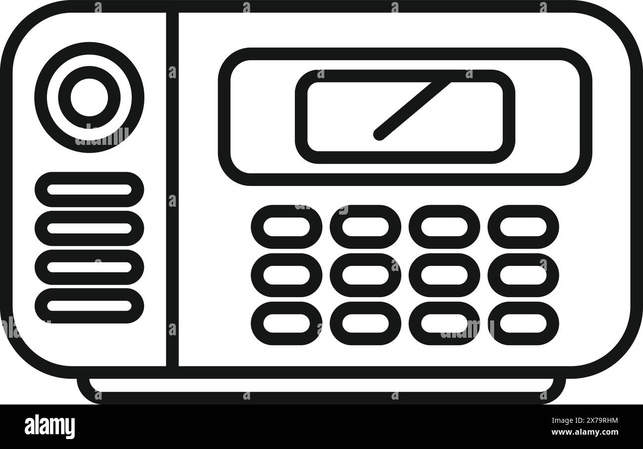 Black and white line drawing of a retro radio, ideal for icons or ...