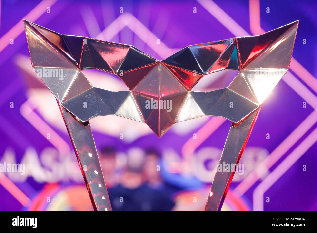 Cologne, Germany. 18th May, 2024. The trophy is on stage in the final ...