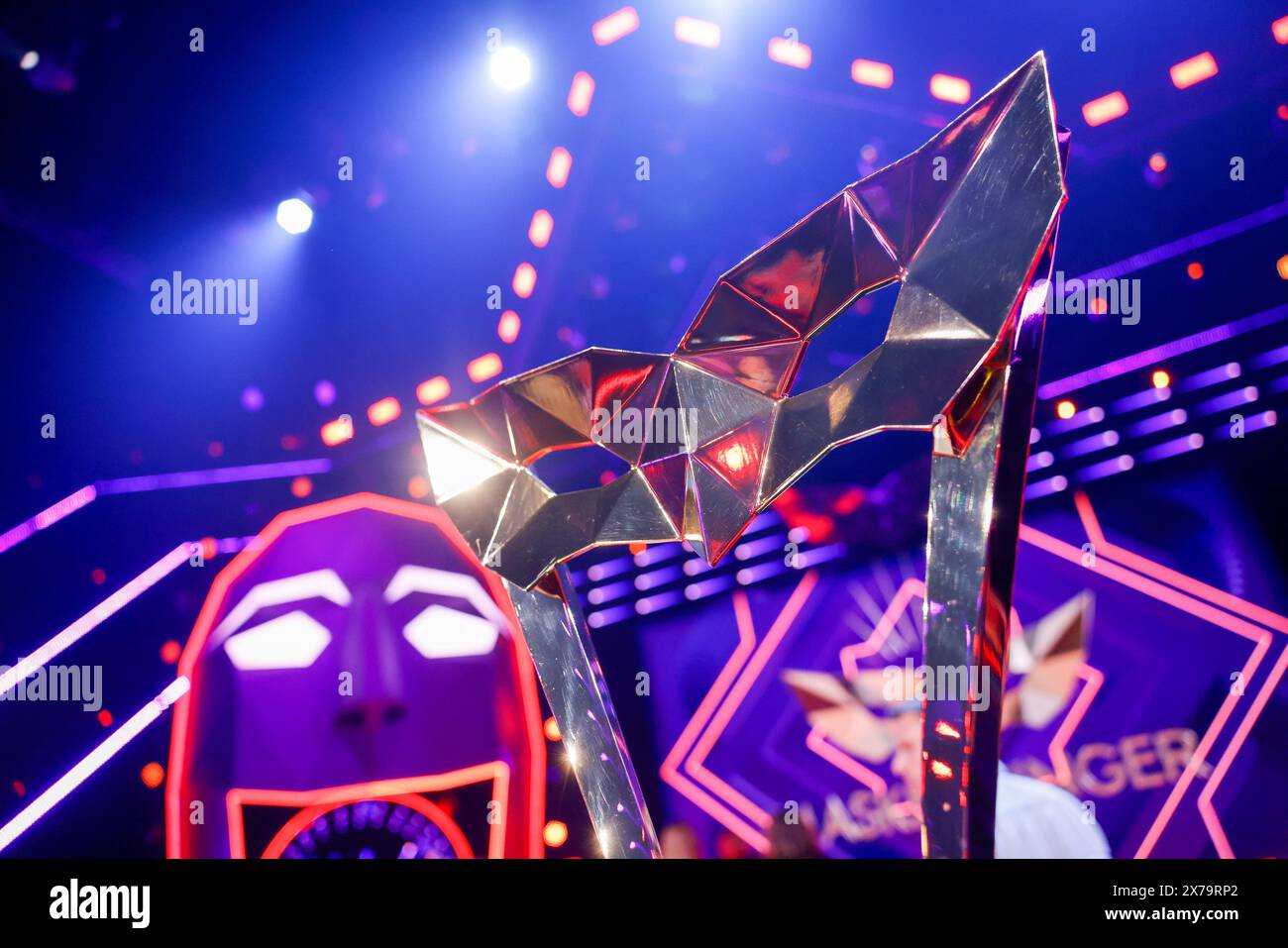 Cologne, Germany. 19th May, 2024. The trophy is on stage in the final ...