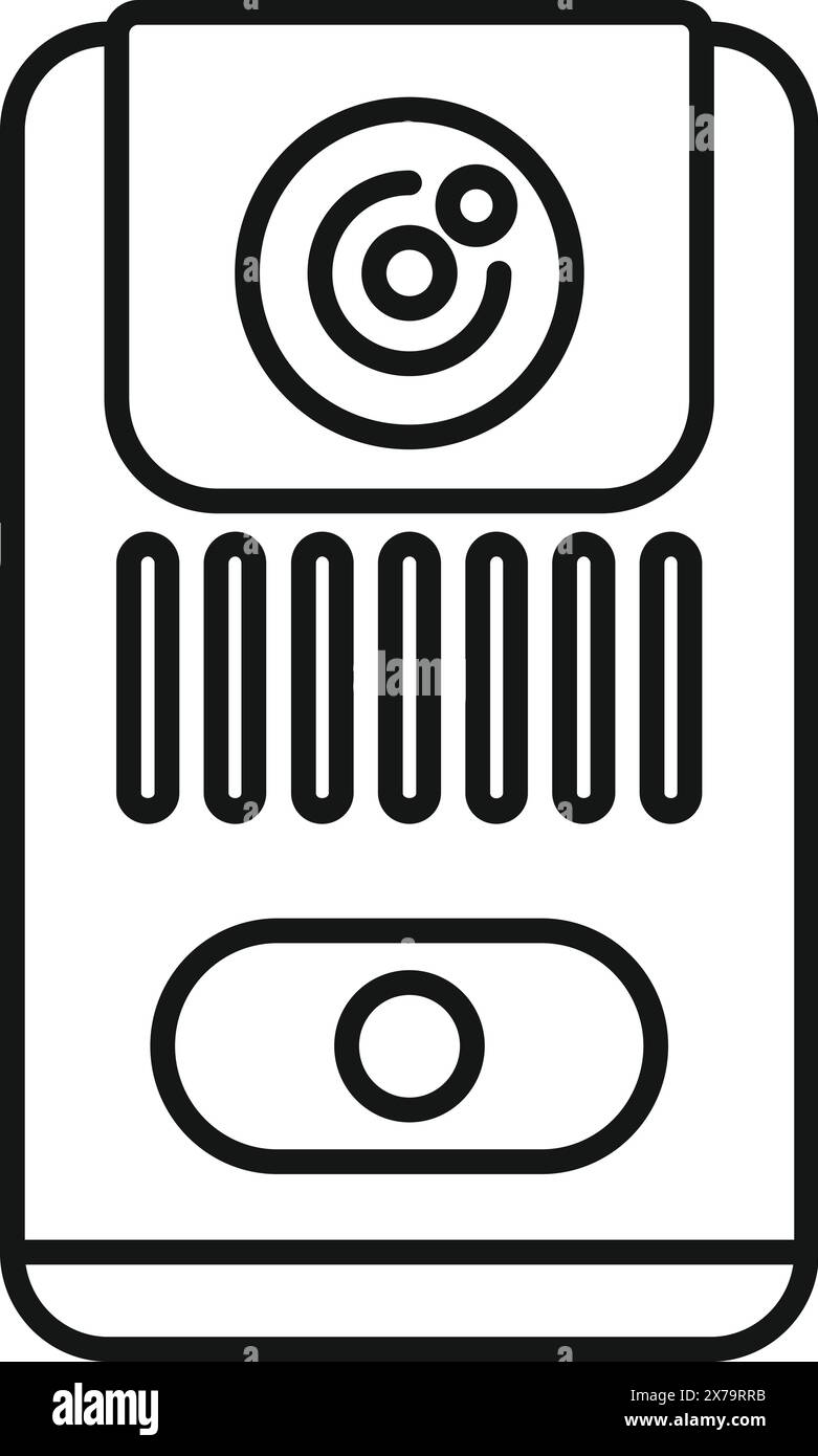 Black and white vector drawing of a modern portable bluetooth speaker ...