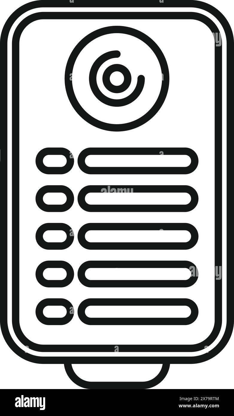 Black and white line art vector of a keyless smart lock for secure ...