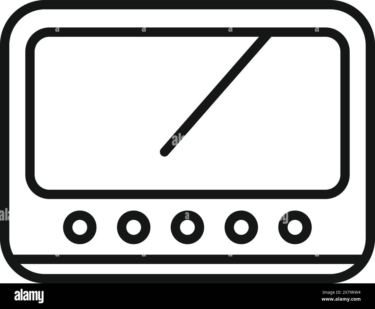 Classic black and white vintage television line icon in minimalist ...