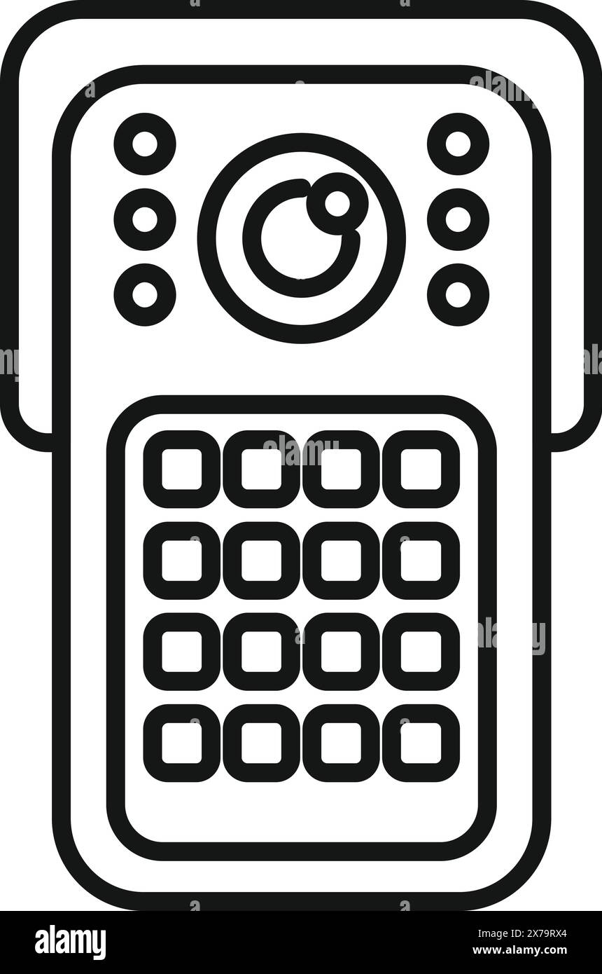 Black and white line art of a universal remote control, suitable for ...