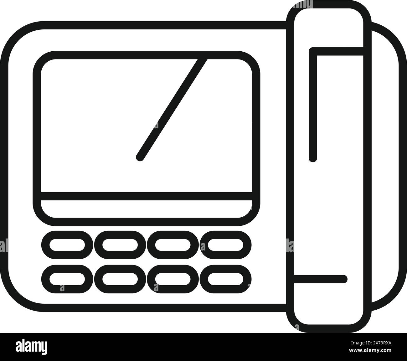 Simple black and white line drawing of a modern desktop telephone Stock ...