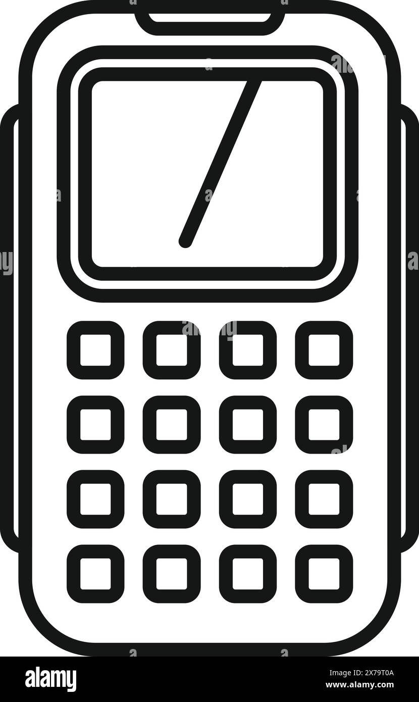 Vector illustration of a stylized mobile phone or pager in line art ...