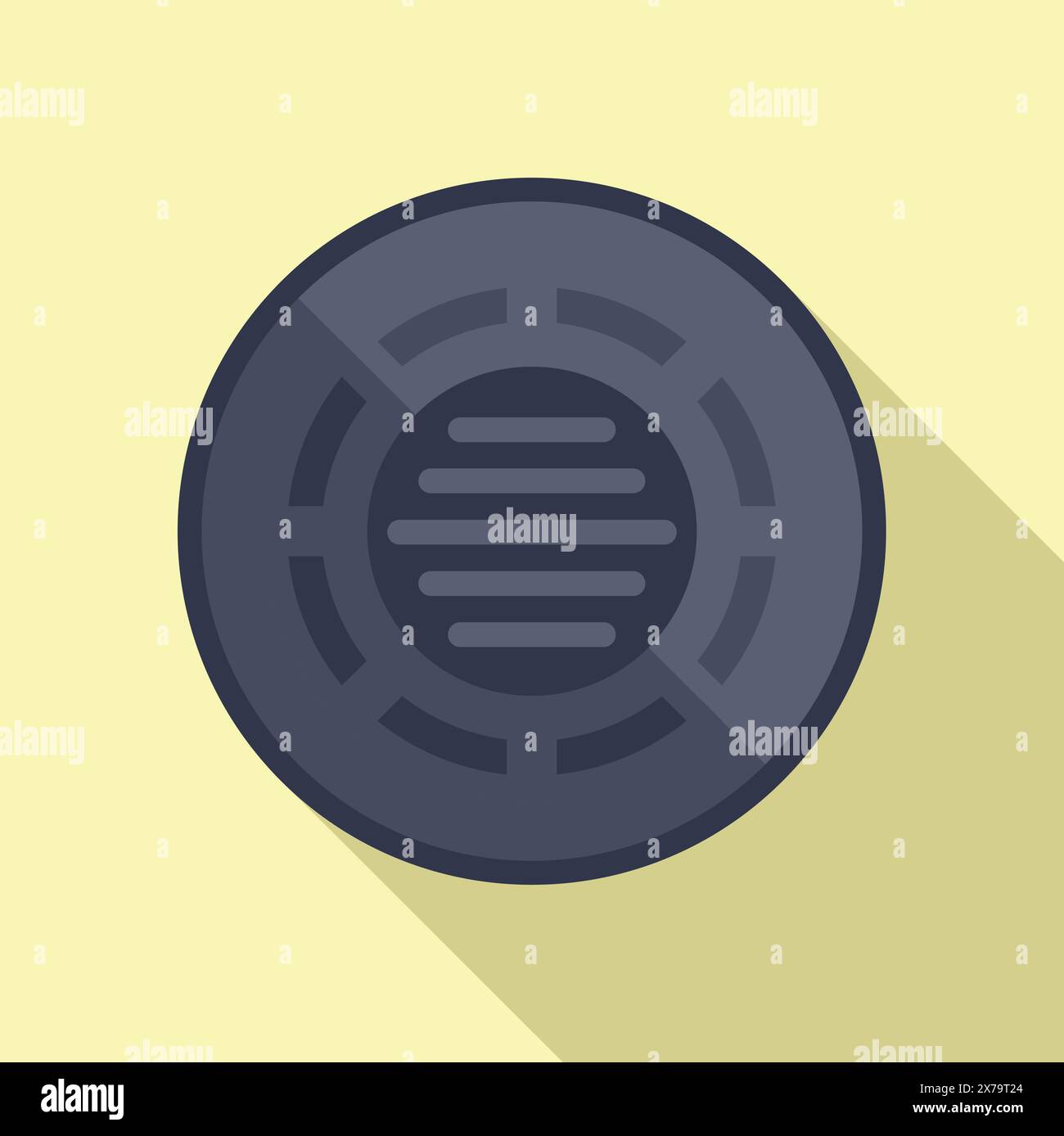Vector graphic of a stylized manhole cover with shadow on a yellow ...