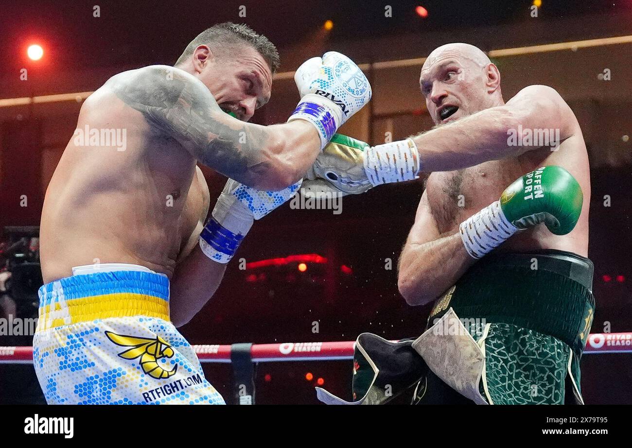 Tyson Fury (right) in action against Oleksandr Usyk during the ...