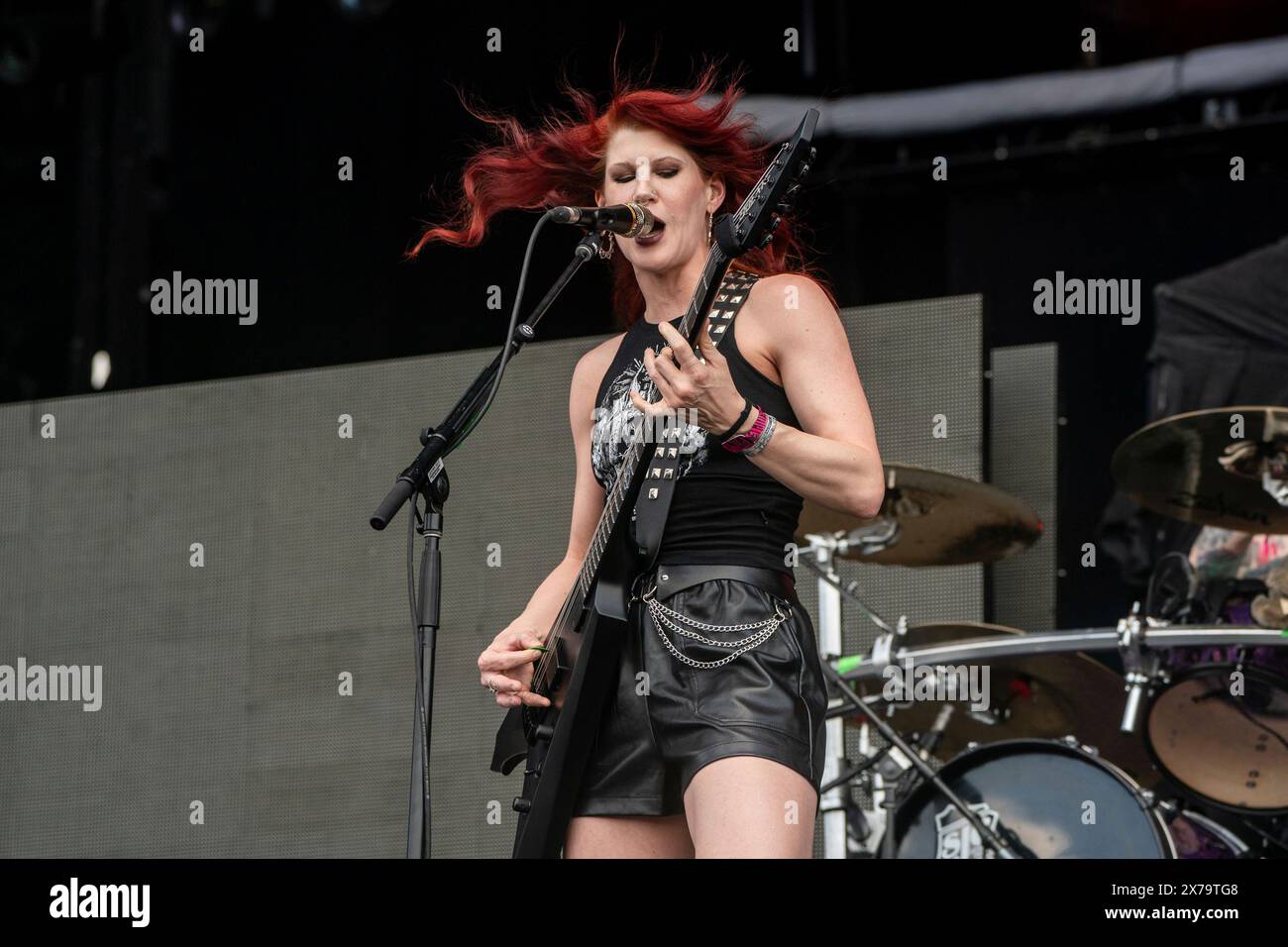 Morgan Lander of Kittie performs during Sonic Temple Art and Music ...