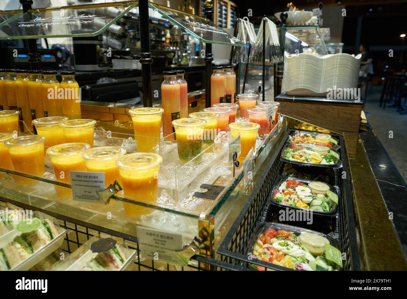 INCHEON, SOUTH KOREA - JUNE 03, 2017: food and drinks displayed inside ...