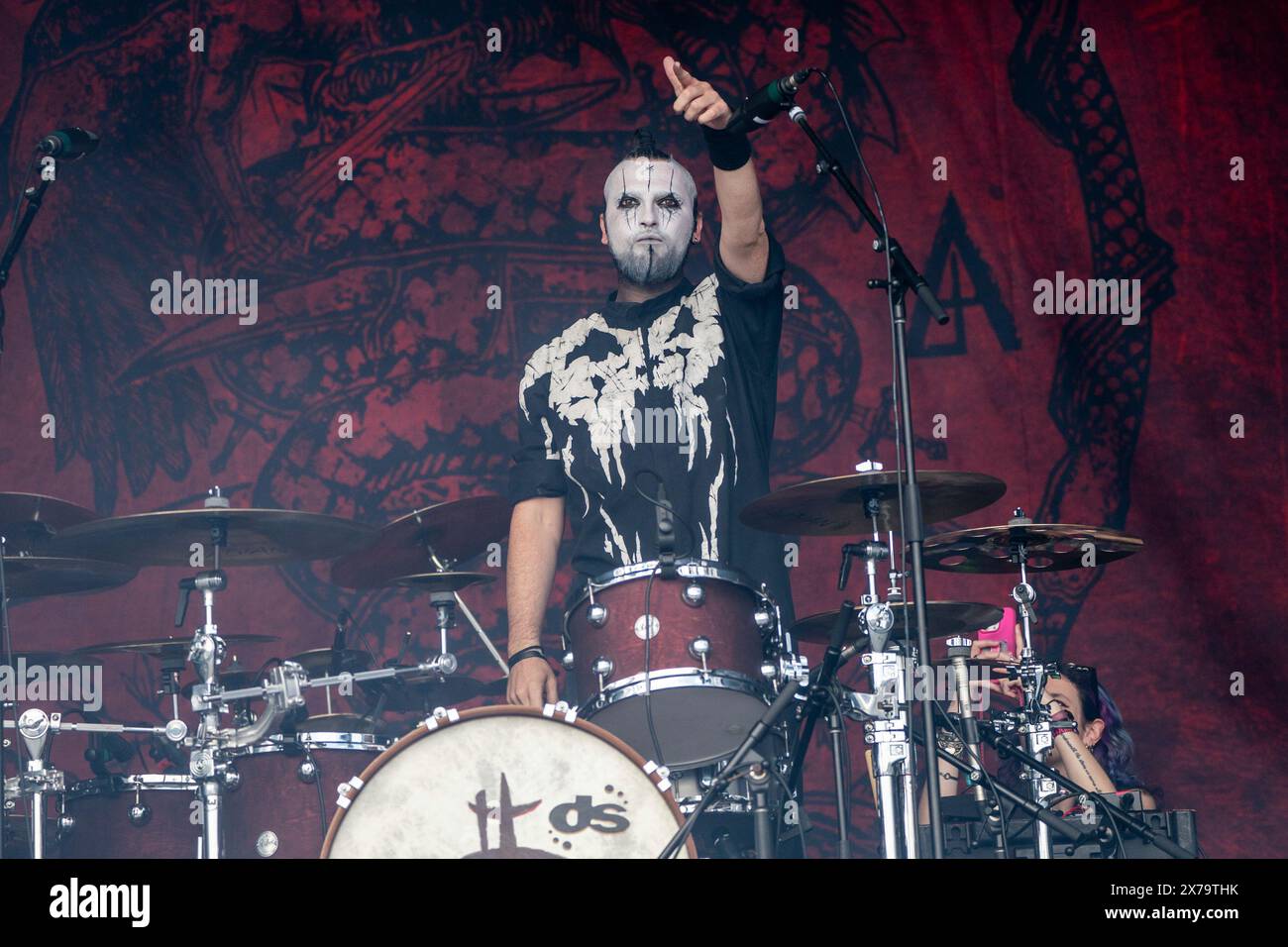Richard Meiz of Lacuna Coil performs during Sonic Temple Art and Music ...