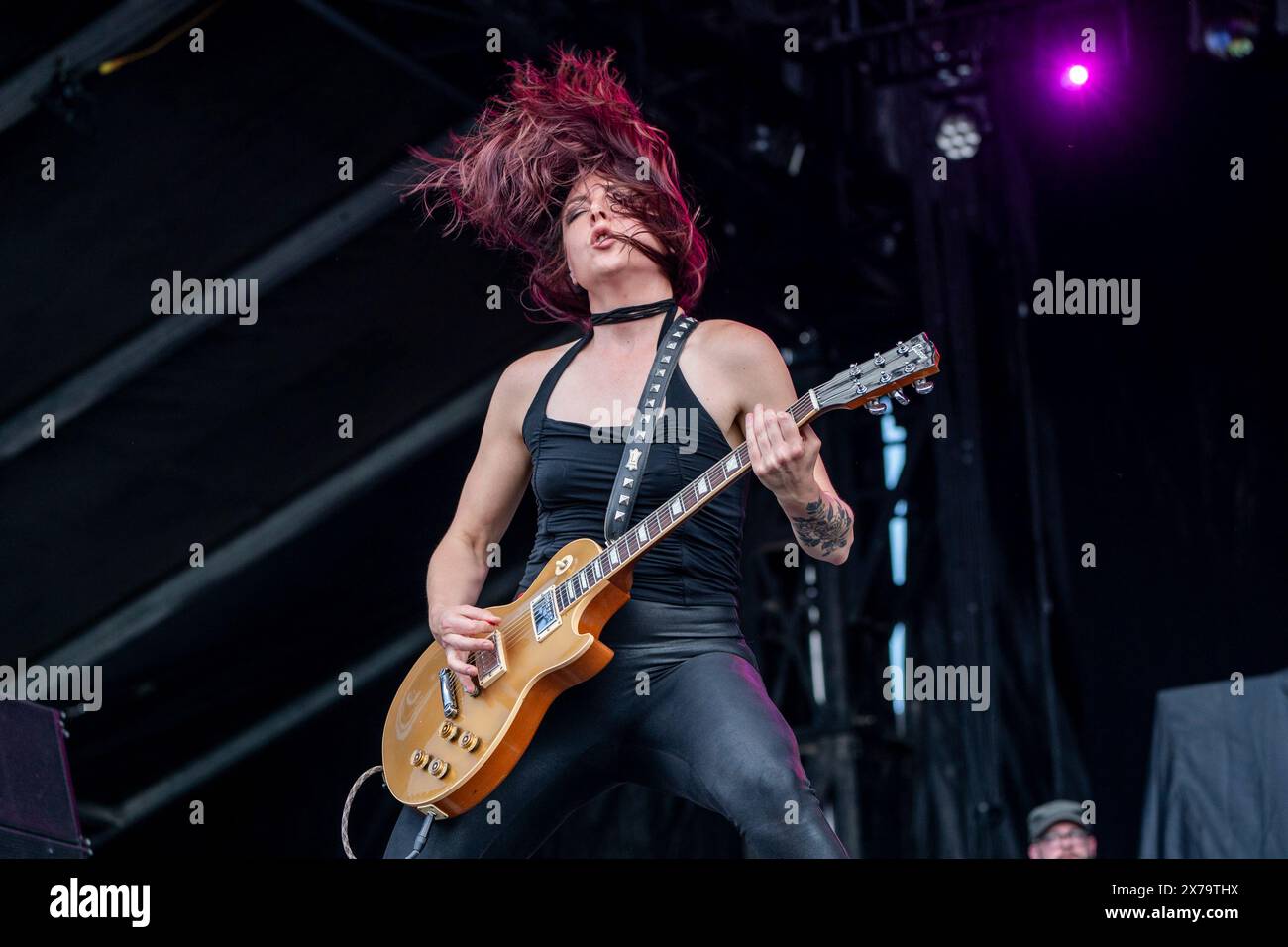 Tara McLeod, of Kittie, performs during Sonic Temple Art and Music ...