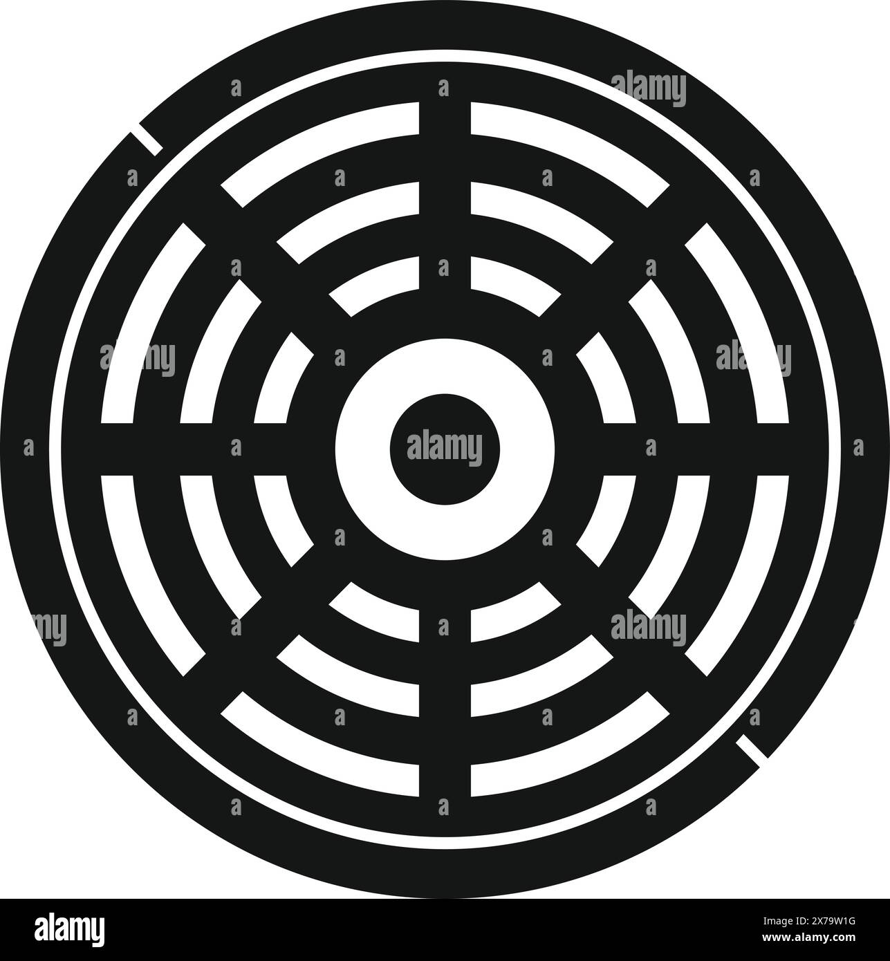 Simple vector illustration of a circular labyrinth design in a bold monochrome style Stock ...