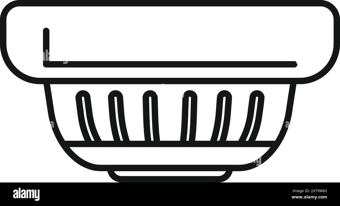 Black and white vector line drawing of a simple kitchen strainer ...