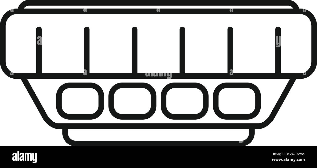 Black and white outline vector design of a salad bowl for logos, menus ...