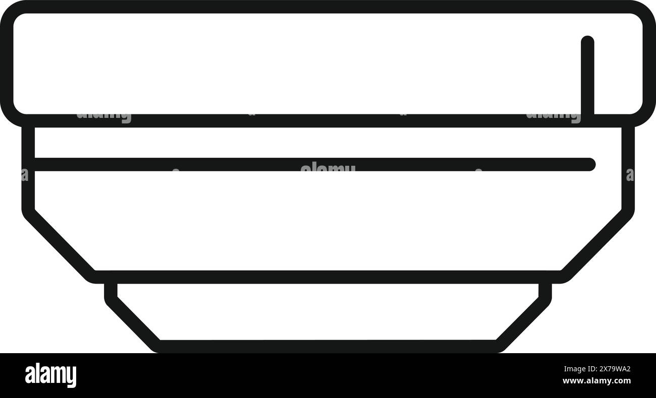 Black and white illustration of a simple bowl in line art style ...
