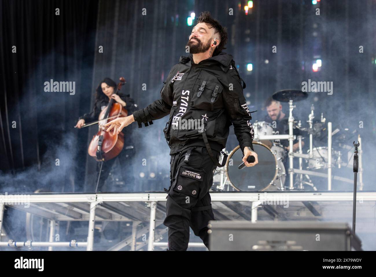 Dustin Bates of Starset performs during Sonic Temple Art and Music ...