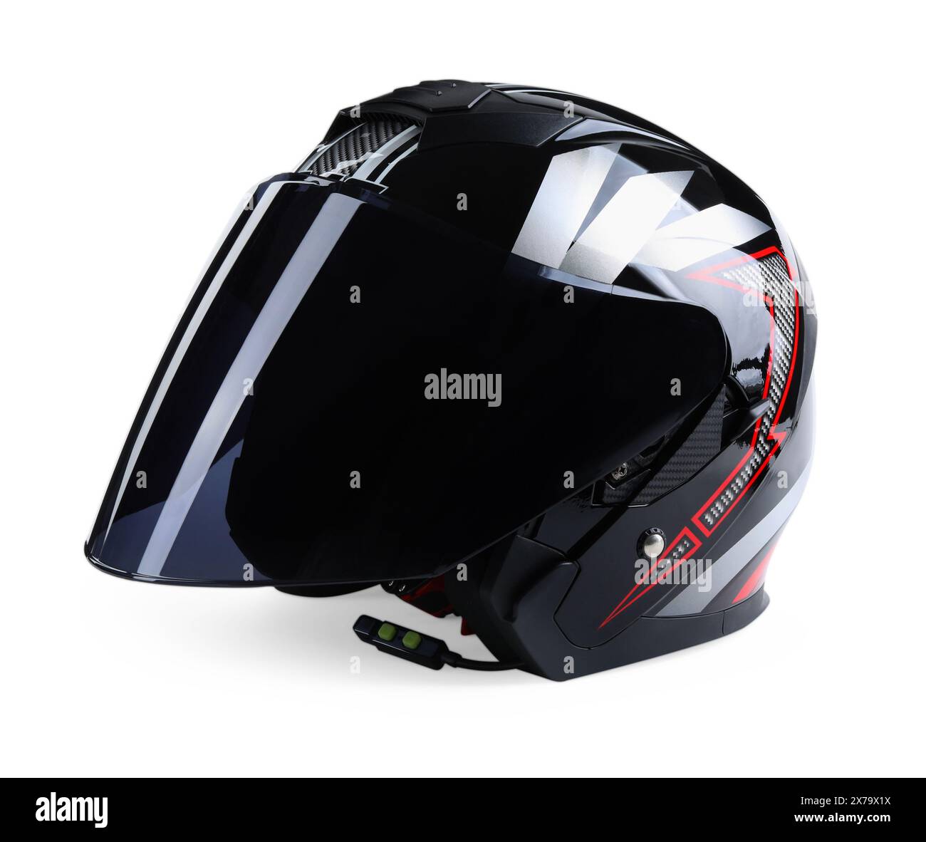 Modern motorcycle helmet with visor isolated on white Stock Photo - Alamy