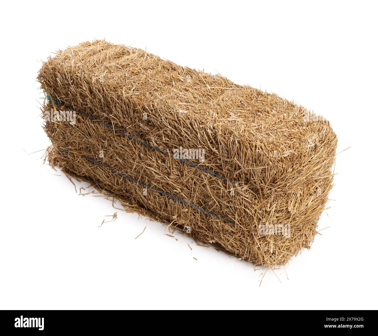 Bale of dried straw isolated on white Stock Photo - Alamy