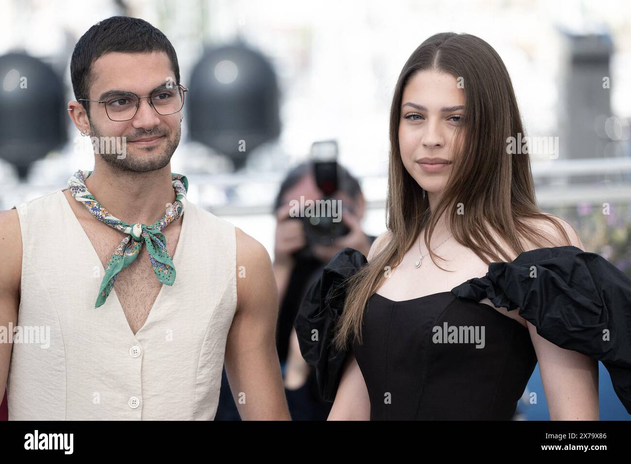 Cannes, France. 19th May, 2024. Ciprian Chiujdea and Ingrid Micu-Berescu attend the Trei ...