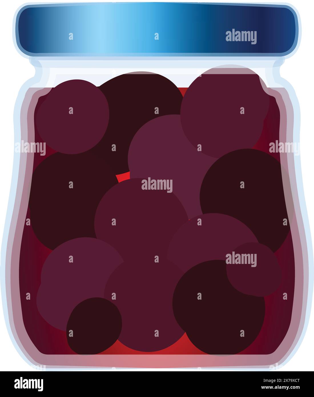 Vector image of a colorful jar filled with purple jam, isolated on a ...