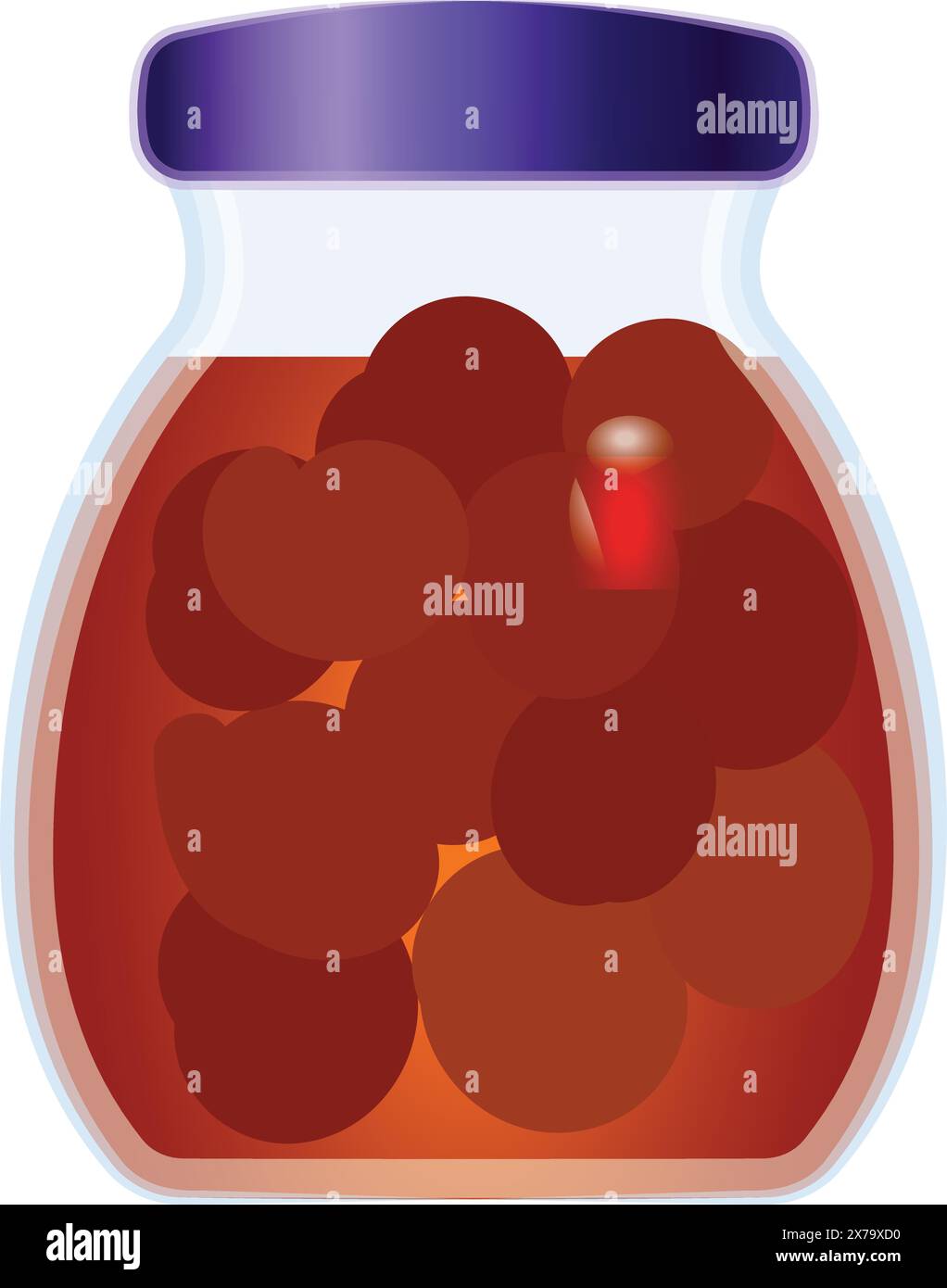 Colorful digital graphic of a jar filled with red jam, isolated on a ...