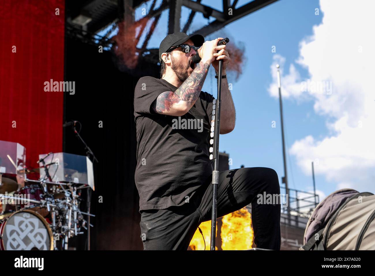 Benjamin Burnley of Breaking Benjamin performs during Sonic Temple Art ...