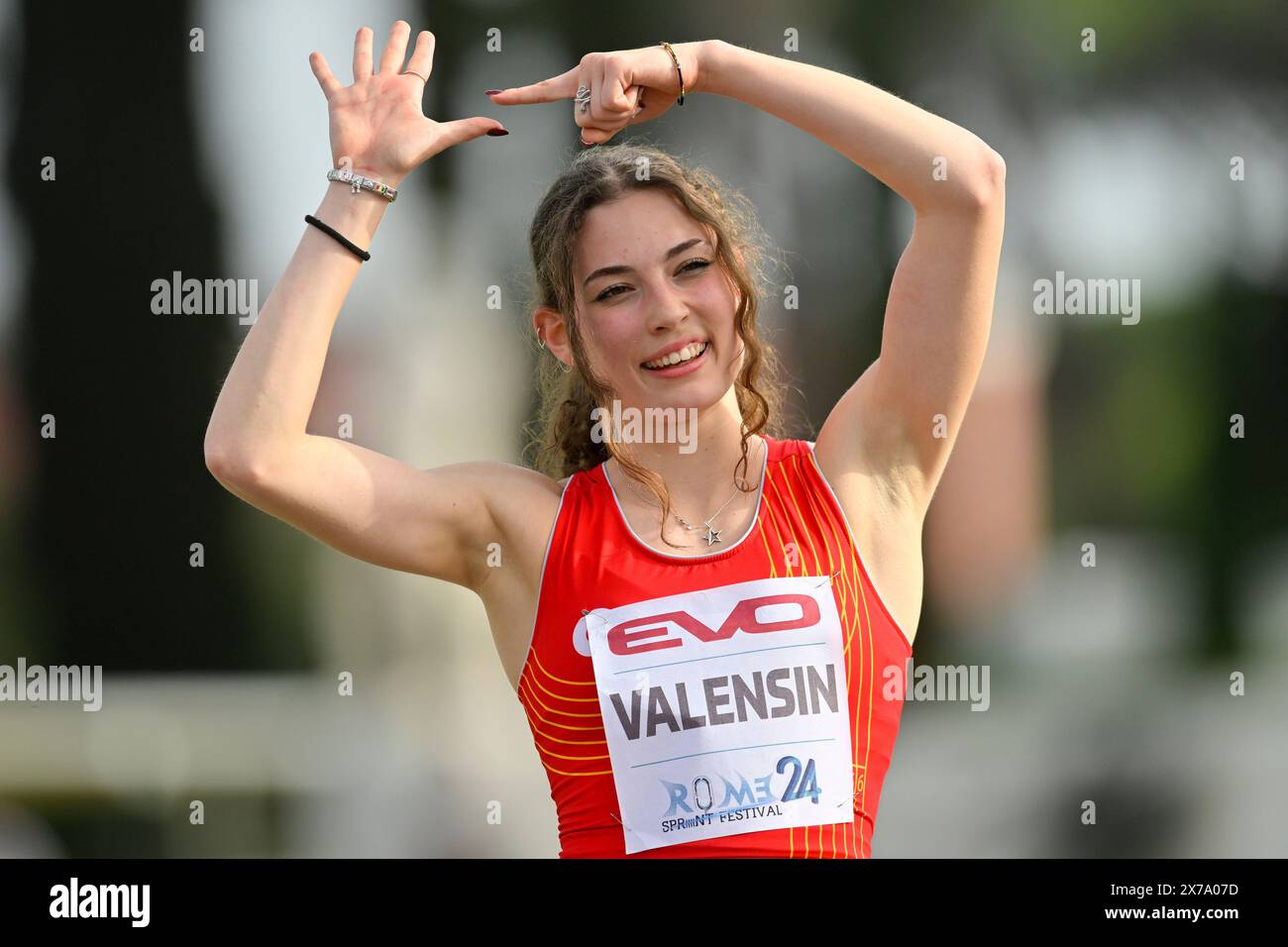 Elisa Valensin of Italy celebrates after competing in the 200m women ...